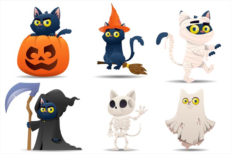Tải, download Miễn phí vector con mèo đen Halloween hóa trang
