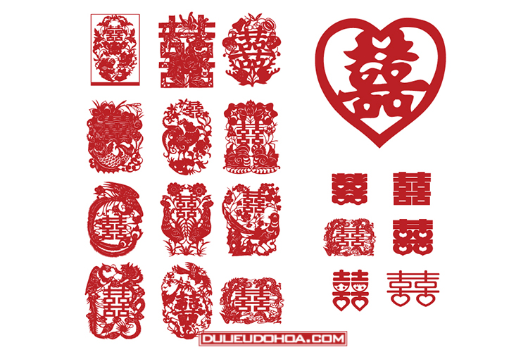 Download vector chữ hỷ, song hỷ cho đám cưới đẹp miễn phí