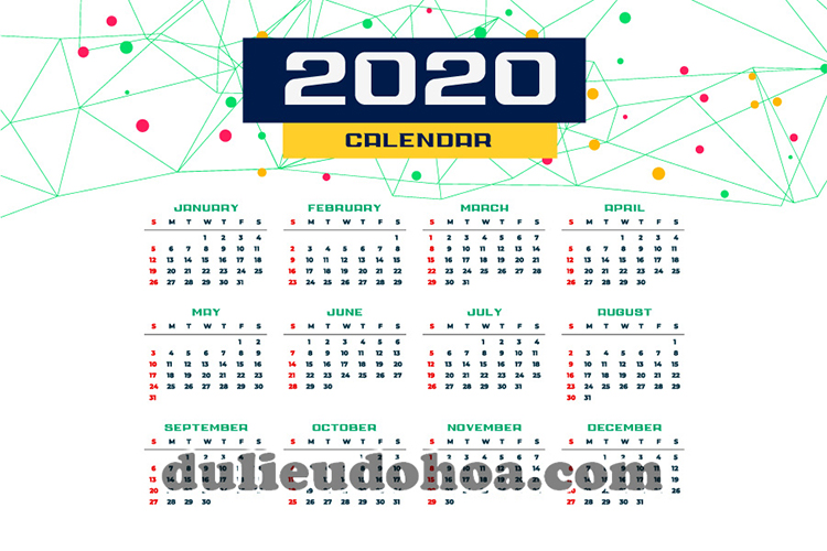 Lịch Năm 2020, Download Vector Lịch 2020 Miễn Phí
