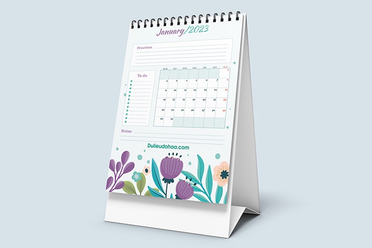 Tải vector bộ số lịch năm mới 2023 phong cách hoa